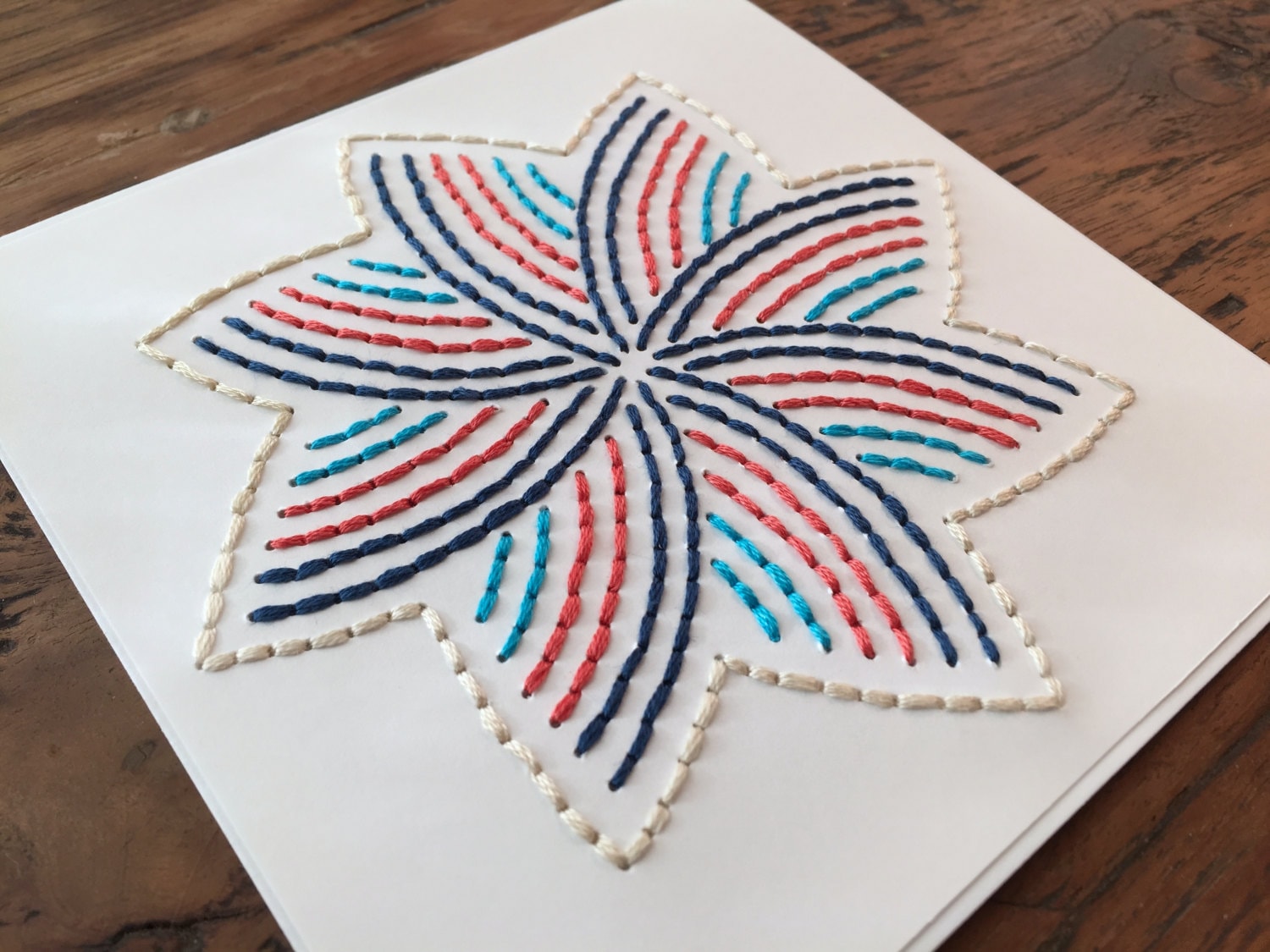 Embroidered Card | Starburst | Starburst Embroidered Square Greeting ...