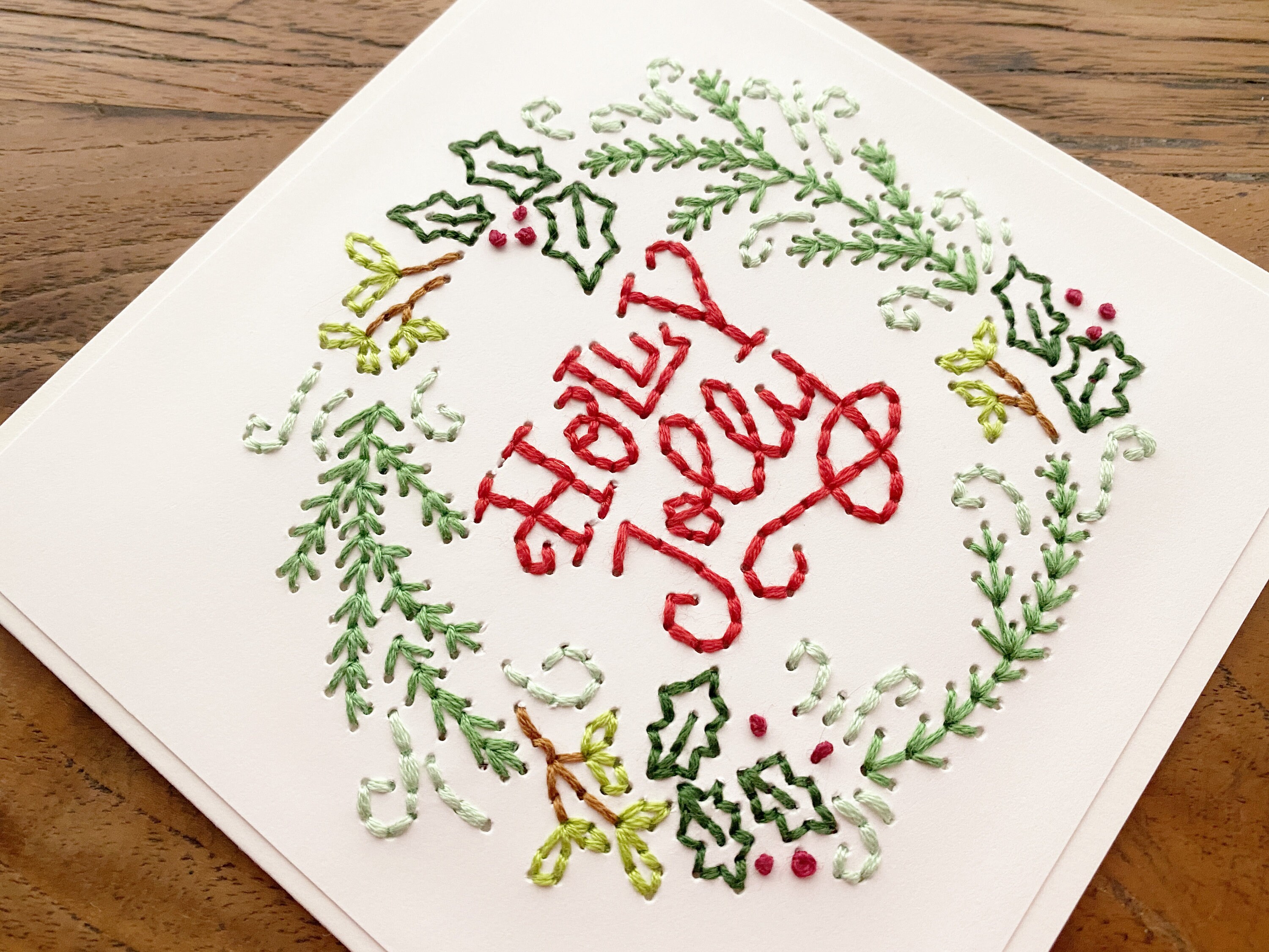 Holly Jolly Card Christmas Card Handsewn Christmas - Etsy