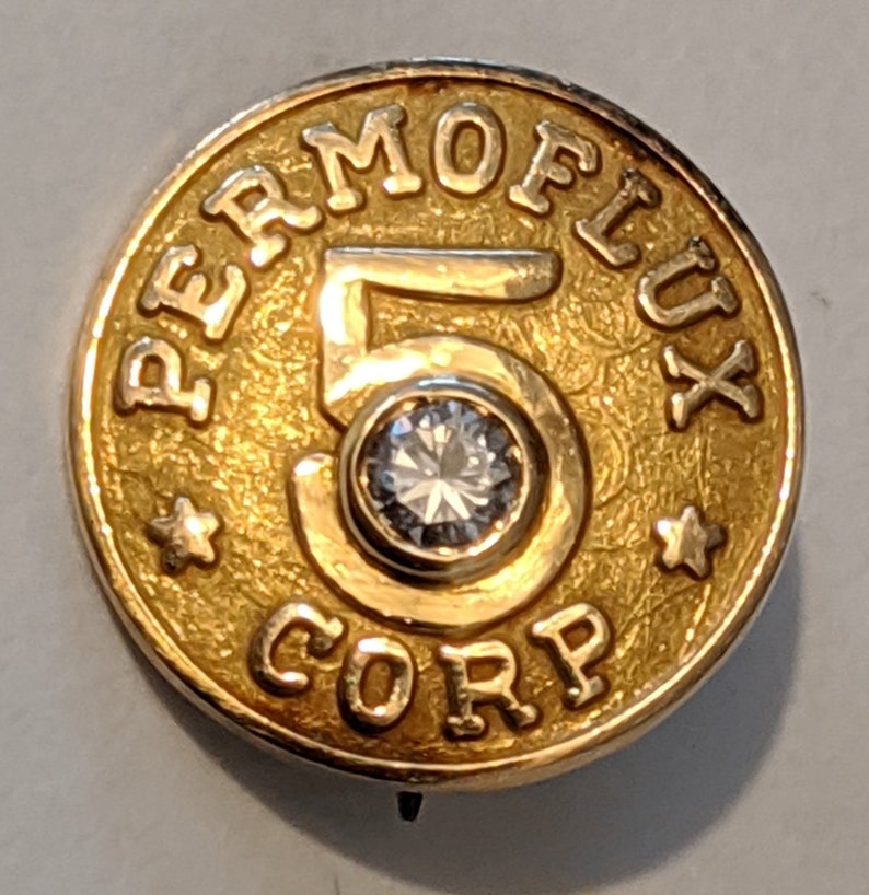 Permoflux 5 Year Service Pin With Diamond 14k Gold Pin - Etsy