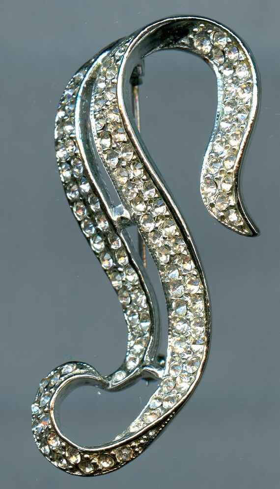 Vintage Clear Rhinestone Pin Circa 1930's-40's - Gem