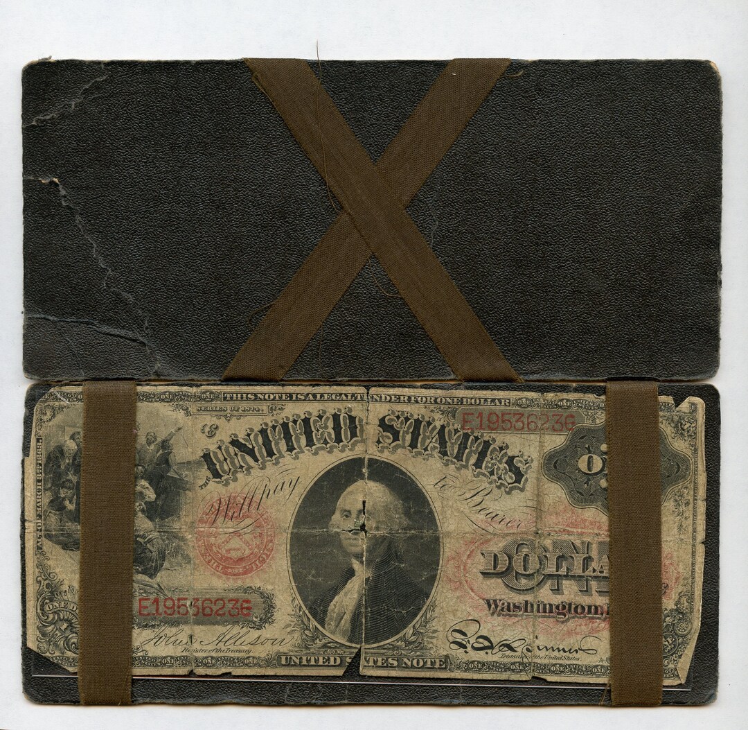 Vintage Magic Folding Wallet With 1874 One Dollar Legal Tender Note Rag ...