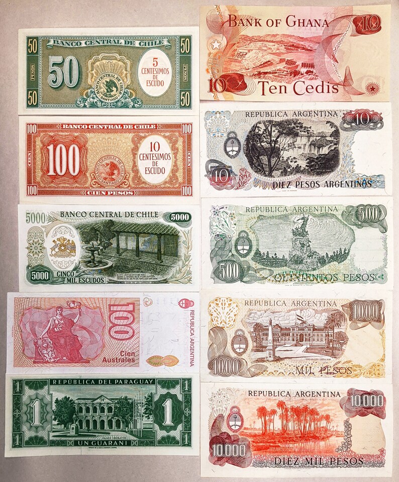 10 Assorted World Currency Notes in Choice Uncirculated - Etsy