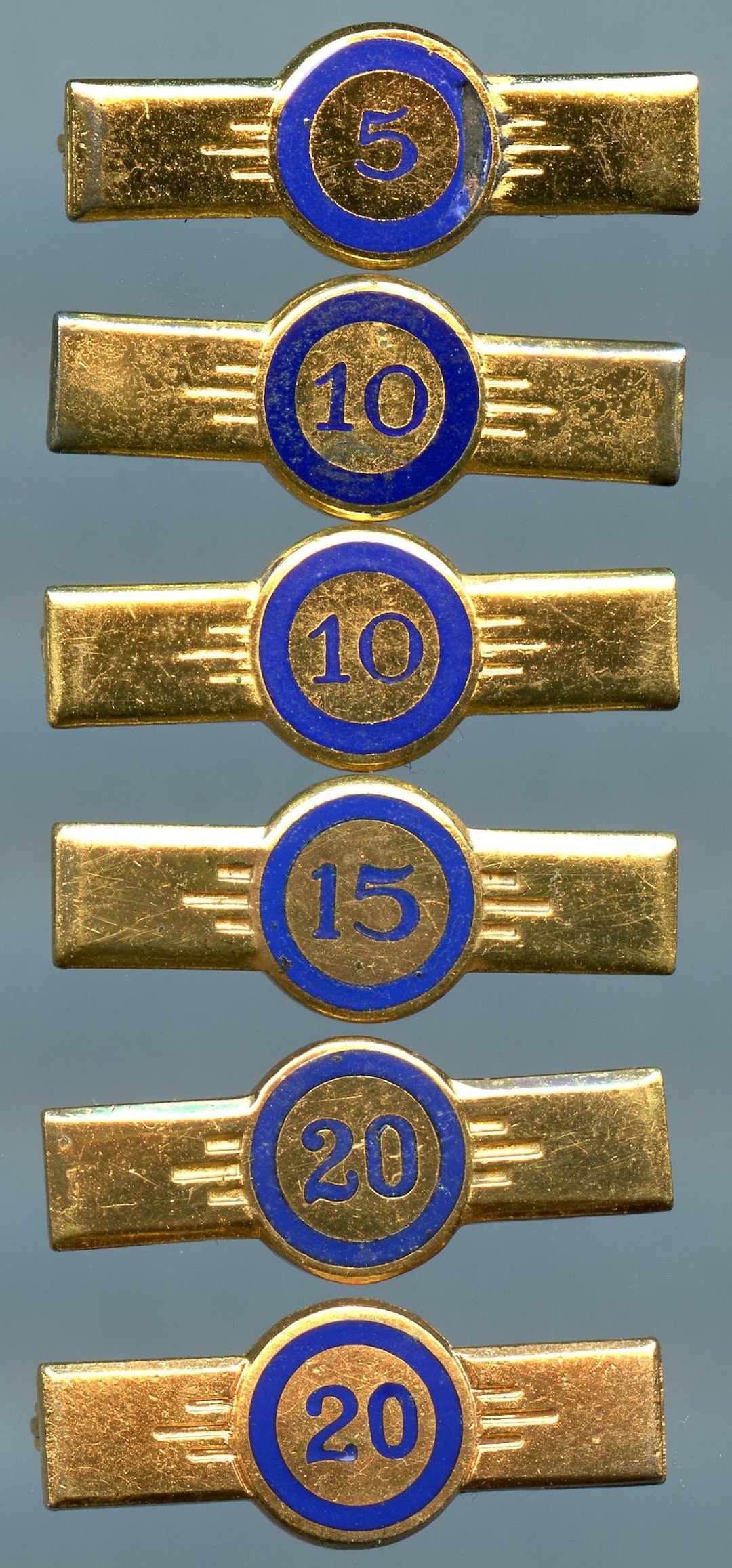 Six Anniversary Service Bars, 5-10-15-20 Years Award Pin, Tie Tack ...