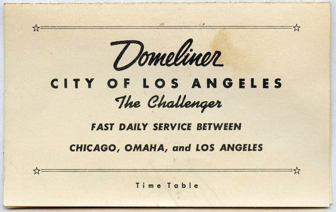 Vintage 1967 Domeliner Train Schedule: Chicago to Los Angeles - Etsy