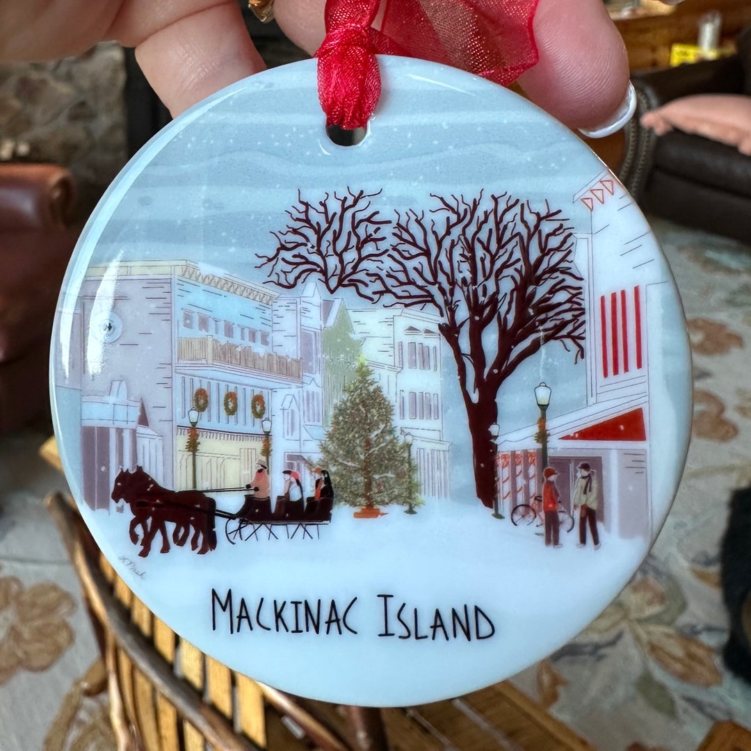 Custom Mackinac Island Winter Scene Ornament - Custom Ceramic Ornament ...