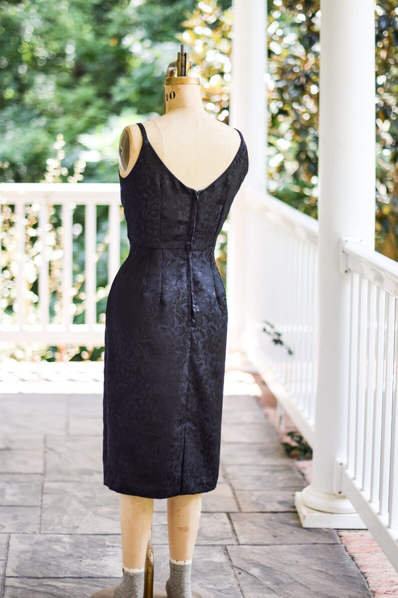 1950's Vintage Dress, Little Black Dress, Black, Straight Skirt ...