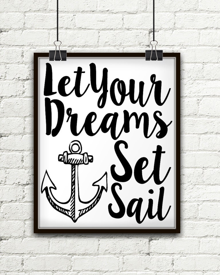 Let Your Dreams Set Sail, Anchor Decor, Inspirational Wall Art, Anchor ...