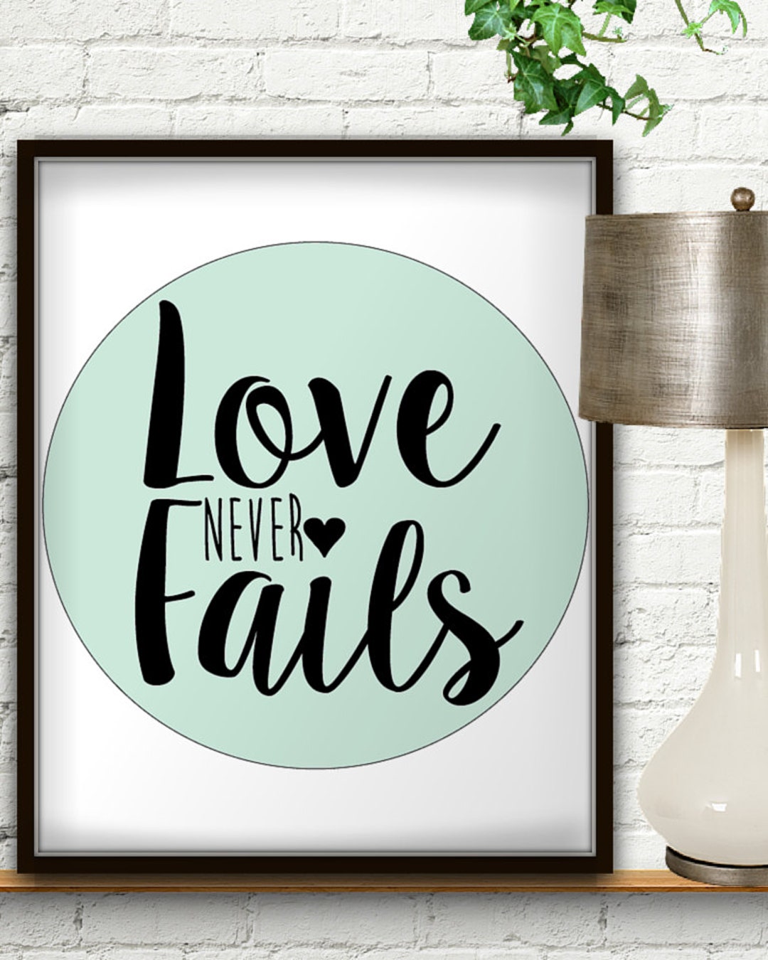 Love Never Fails, Love Never Fails Sign, Mint Wall Art, Love Never ...