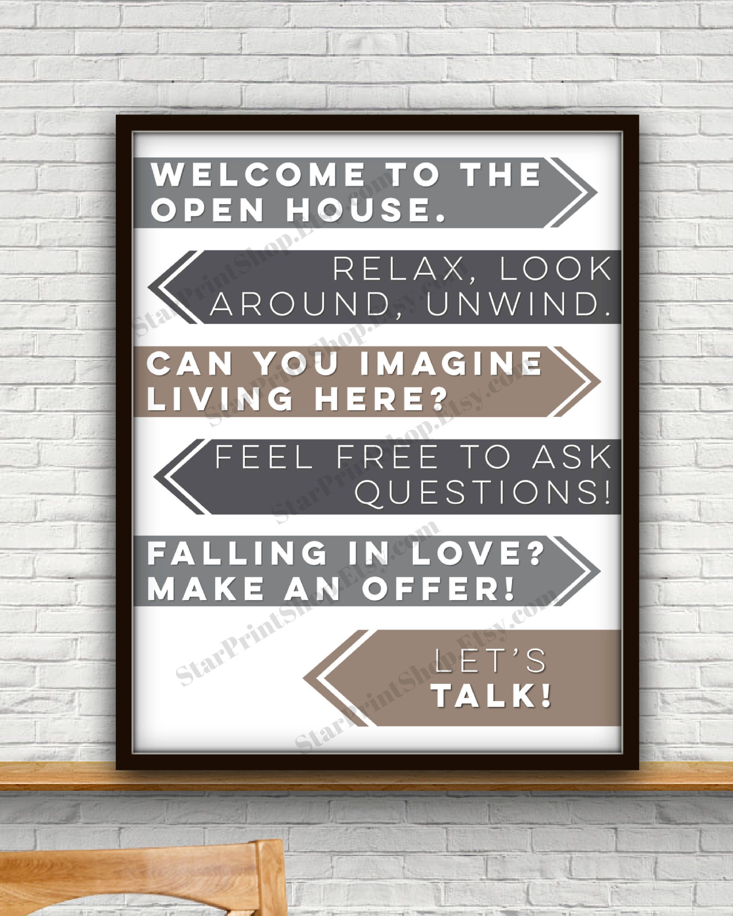 Modern Open House Sign in Set Digital Print Open House | Etsy