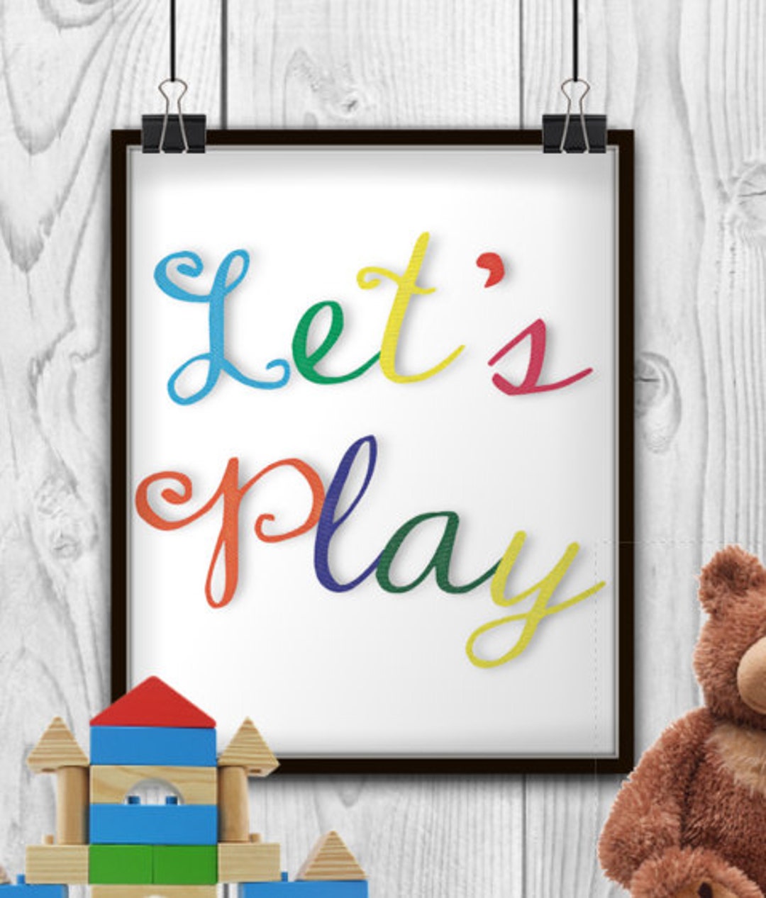 Let's Play, Playroom Wall Art, Let's Play Print, Playroom Printable ...