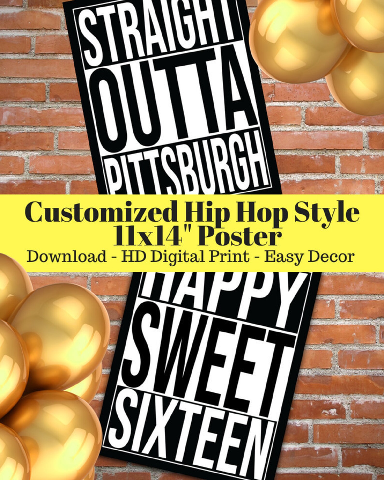 Custom Hip Hop Style Digital Print, Hiphop Party, Hiphop Decor, Hiphop ...