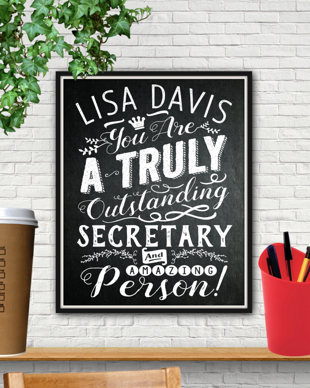 Chalkboard Custom Outstanding Secretary Print, Secretary Gift, School ...