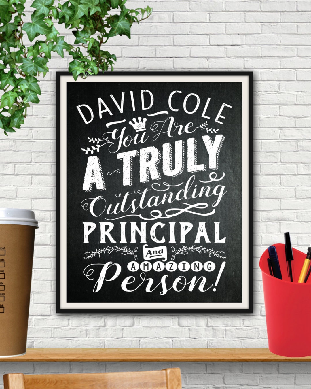 Chalkboard Custom Outstanding Principal Print, Principal Gift ...