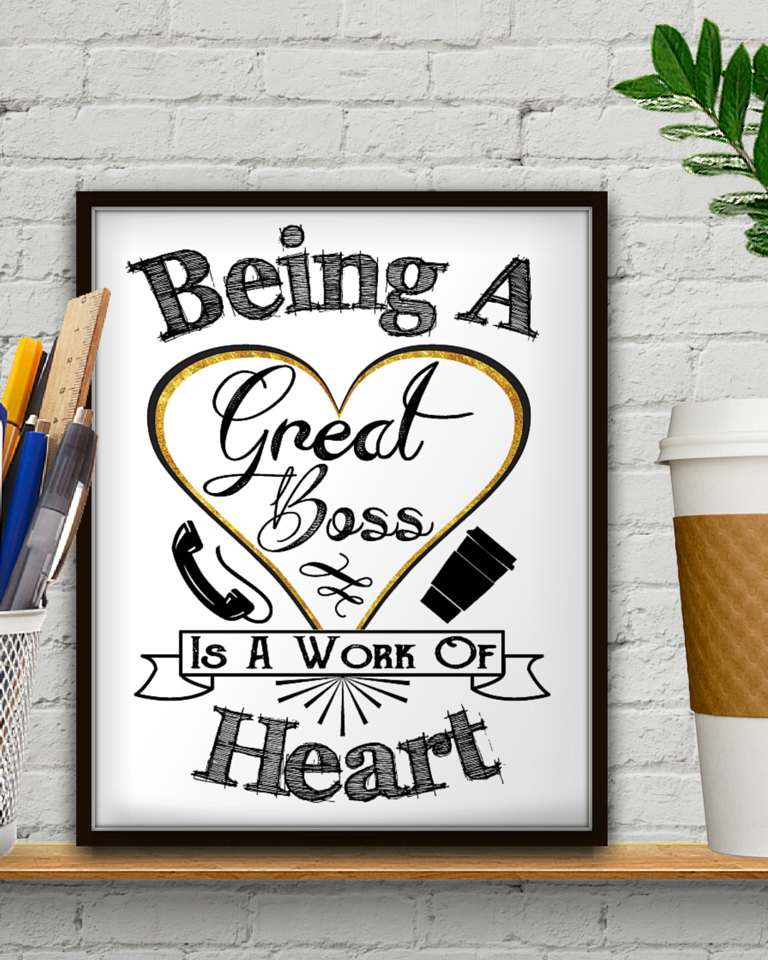 Being A Great Boss is A Work of Heart, Gift for Boss, Boss Gift, Gifts ...