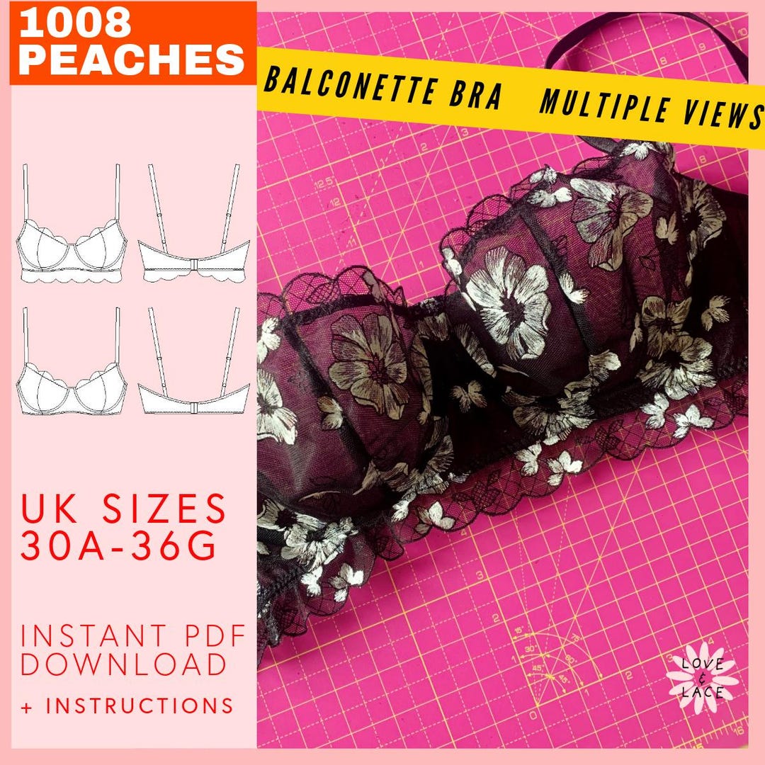 Balcony Bra Pattern 30A-36G | Peaches Bra | Instant PDF Download ...