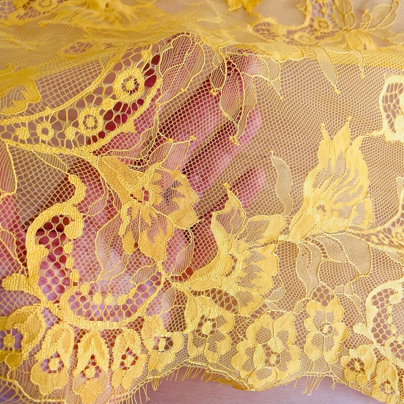 Yellow Lace Fabric - Etsy UK