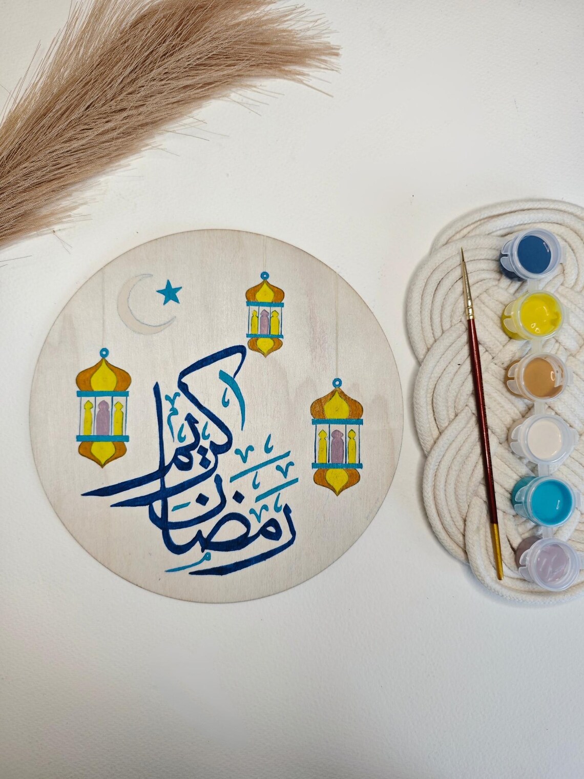 Ramadan Mubarak Paint by Number Kit – Wooden Islamic Wall Art Activity ...