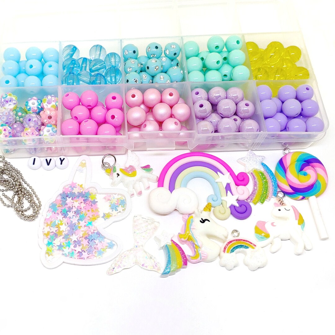 Pastel Unicorn Craft Kits Bead Box, Girls Easy Bracelets and Necklaces ...