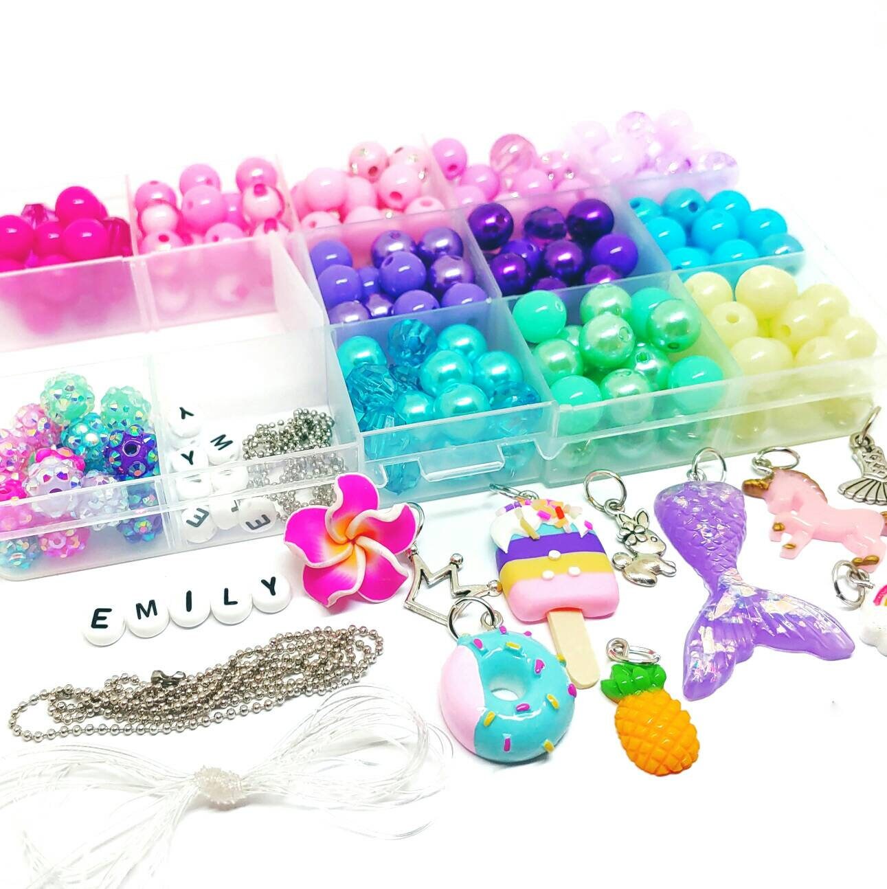 Personalized Rainbow Craft Kits Bead Box Girls Easy Bracelets | Etsy