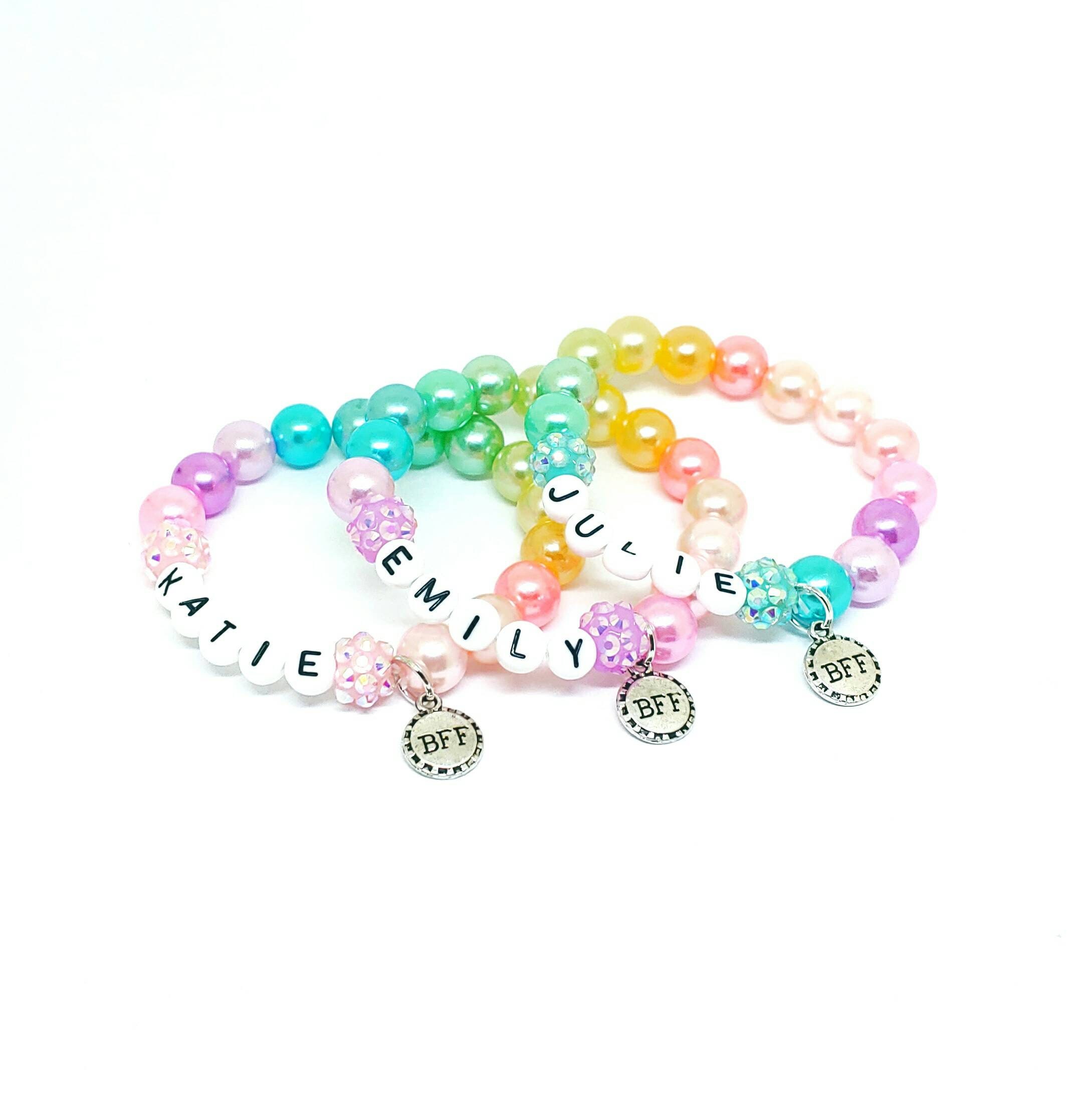 Rainbow Friendship Name Bracelets Bff Best Friends Jewelry - Etsy