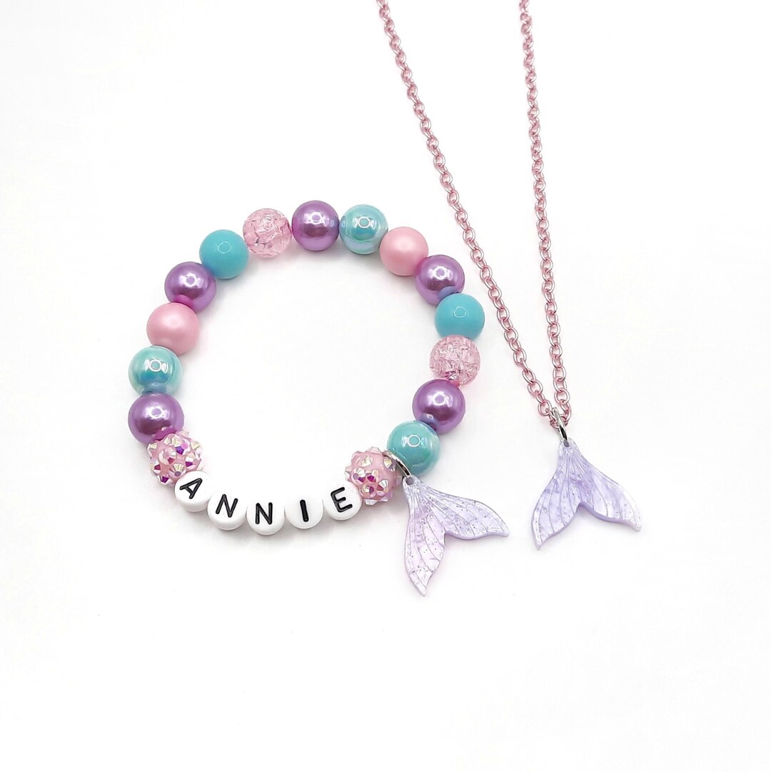 Mermaid Necklace Name Bracelet Jewelry Set - Etsy