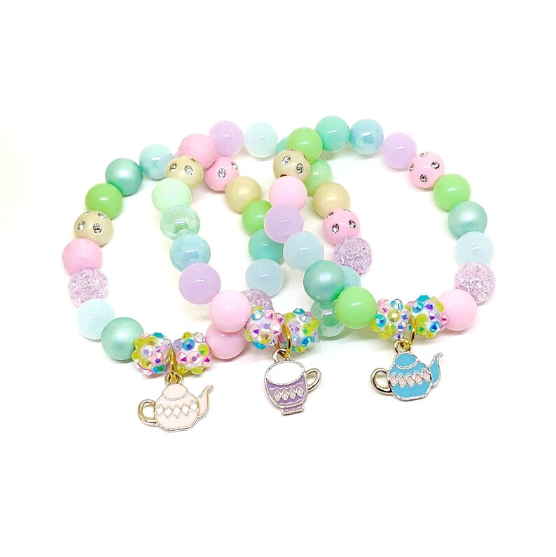 Pastel Tea Party Birthday Bracelets Party Favors Mixed Charms - Etsy