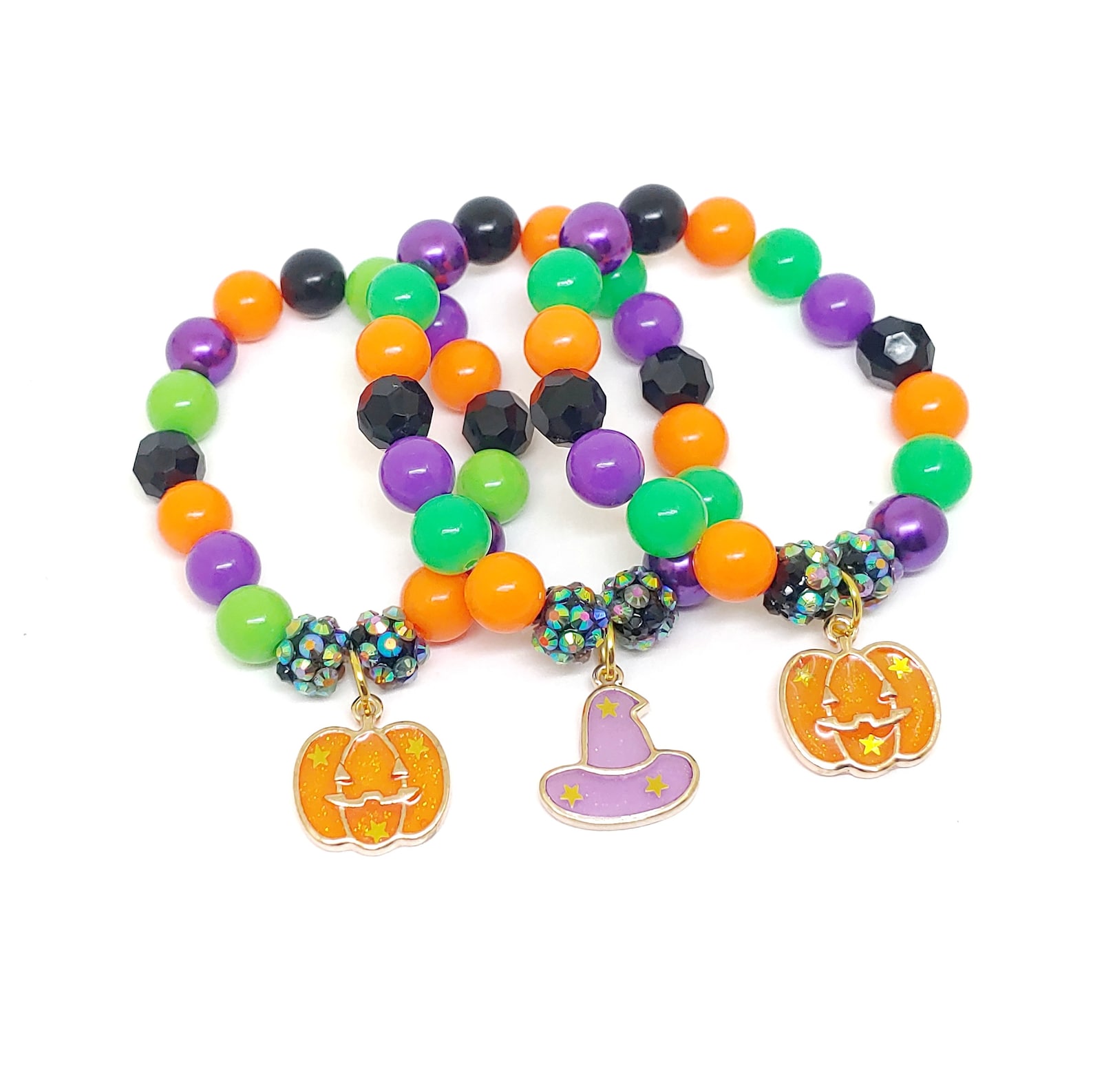 Halloween bracelets party favors Pumpkin witch hat jewelry | Etsy