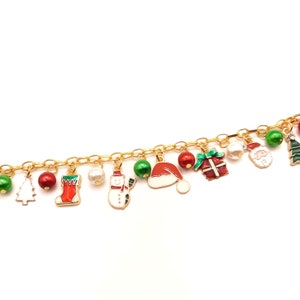 Personalized Christmas Charm Bracelet, 8" Holiday Jewelry - Etsy
