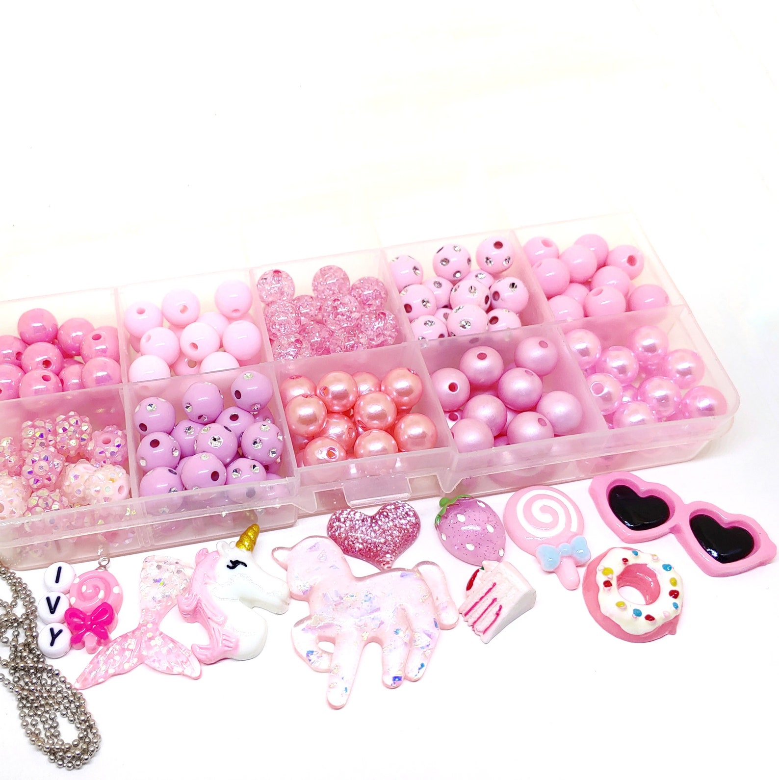 Pink Jewelry Kits Girls Craft Container With 10 Charms - Etsy