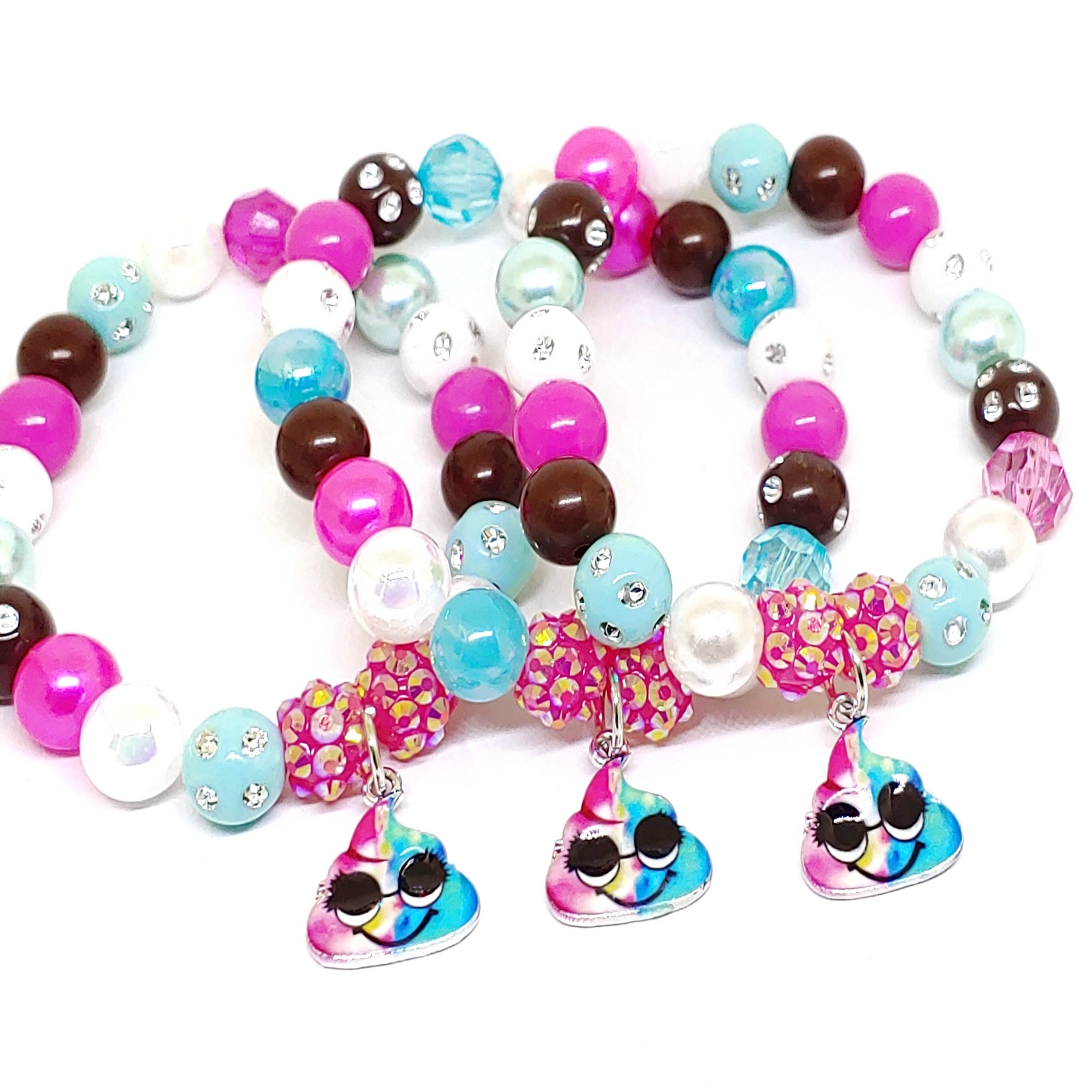 Poop Emoji Birthday Party Favors Bracelets Girls Brown Unicorn | Etsy