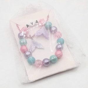 Mermaid Necklace Name Bracelet Jewelry Set - Etsy