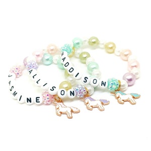 Girl's Unicorn Name Bracelet - Personalized Jewelry - Etsy