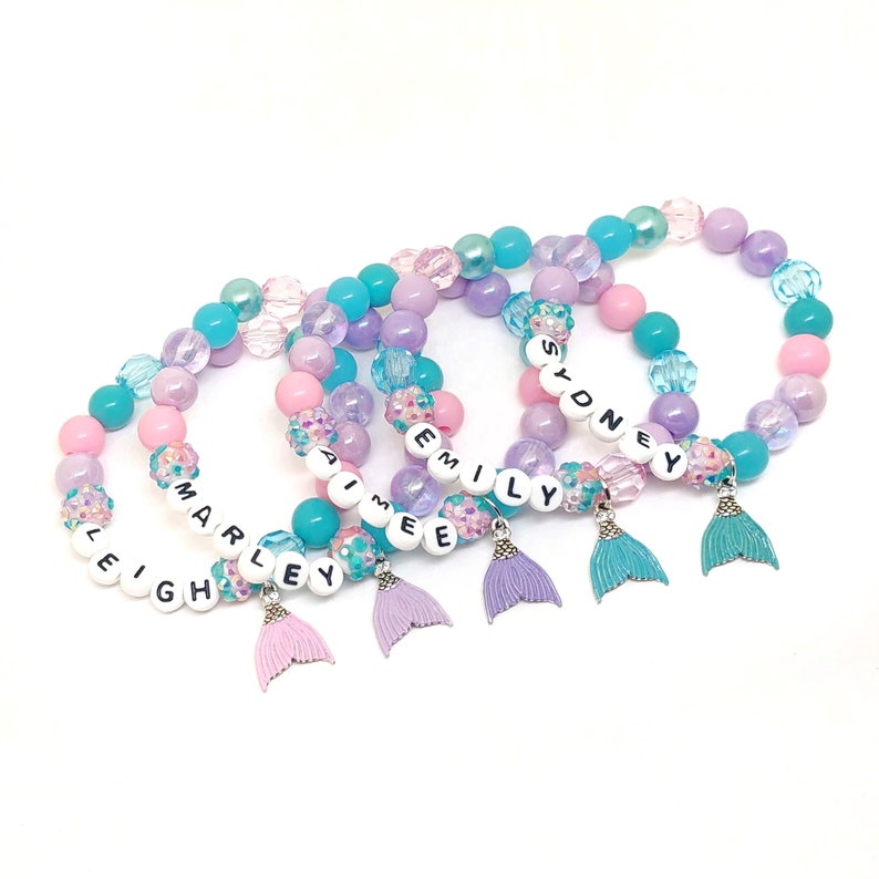 Girls Mermaid Name Bracelet Friendship Gifts Personalized | Etsy