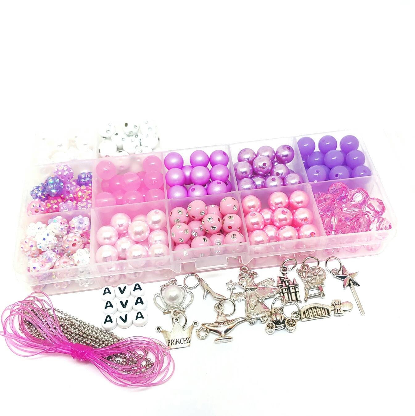 Personalized Princess Craft Kits Bead Box, Girls Easy Bracelets and ...
