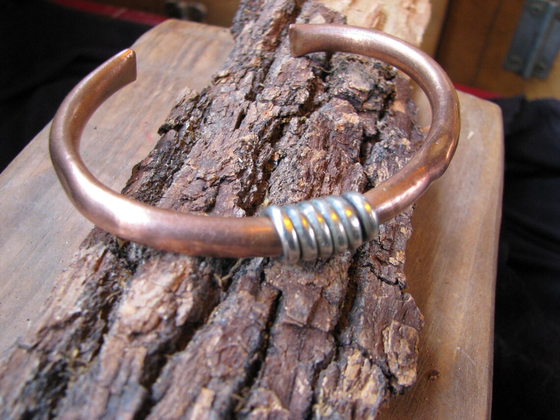 Shiny Copper Bangle With Silver Wrap.handmade Bangle.classic Style. - Etsy