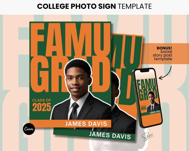 HBCU Graduation Photo Sign Template: FAMU College Commit Print Social ...