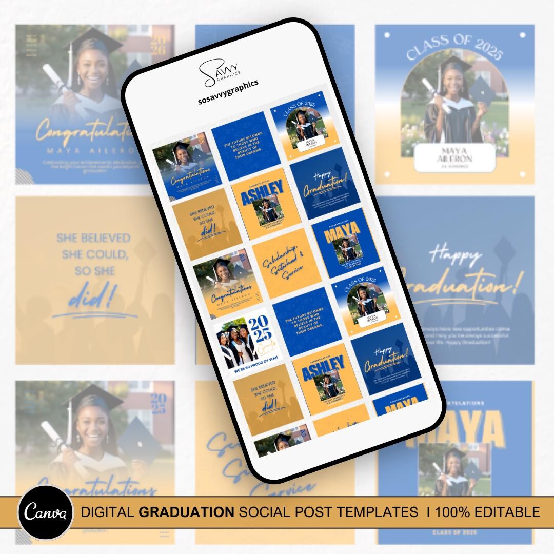 Sorority Social Media Graduation Template Bundle, Digital Download ...