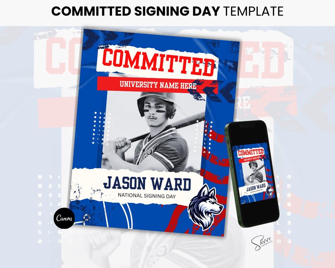 Sports Committed DIY Template, Signing Day Graphic, Social Media Flyer ...