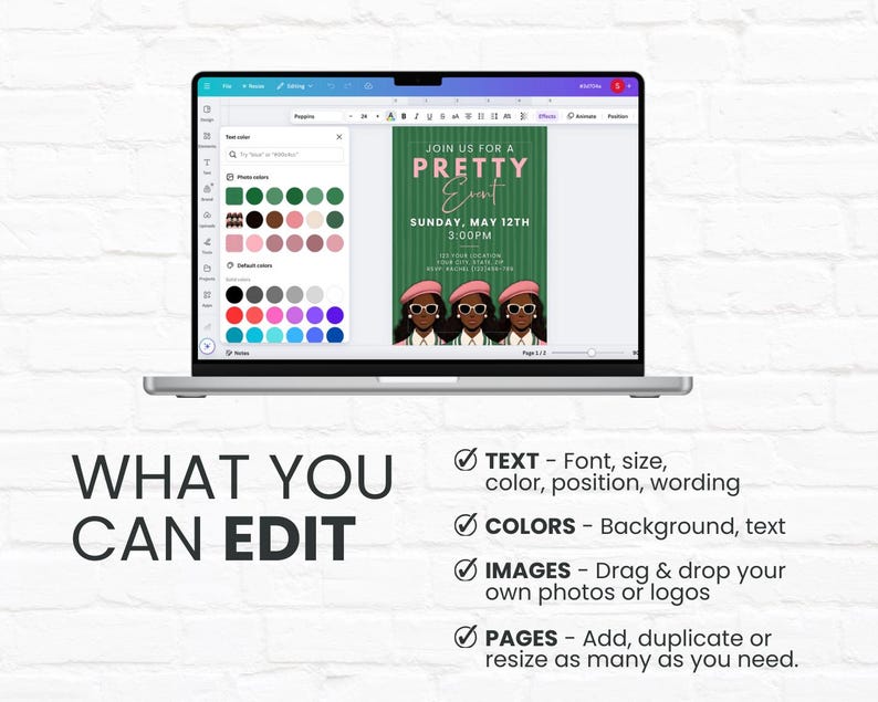 Editable Sorority Invitation Template, Canva Event Flyer, Digital ...