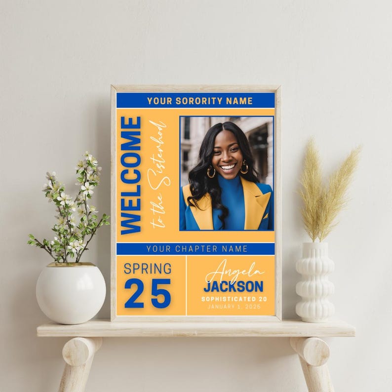 Sorority Sign, Canva Digital Download, 8.5x11, Editable Print, New ...