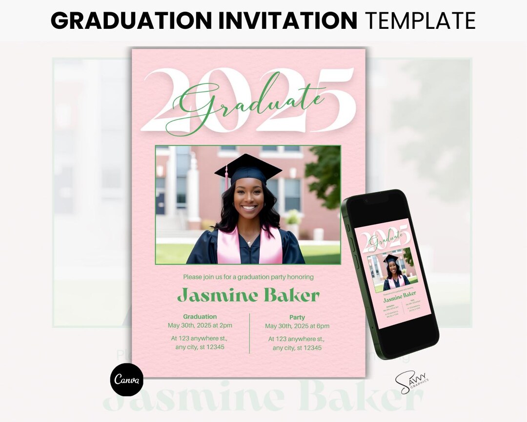 Sorority Graduation Invitation Template, Social Media, Grad Print ...