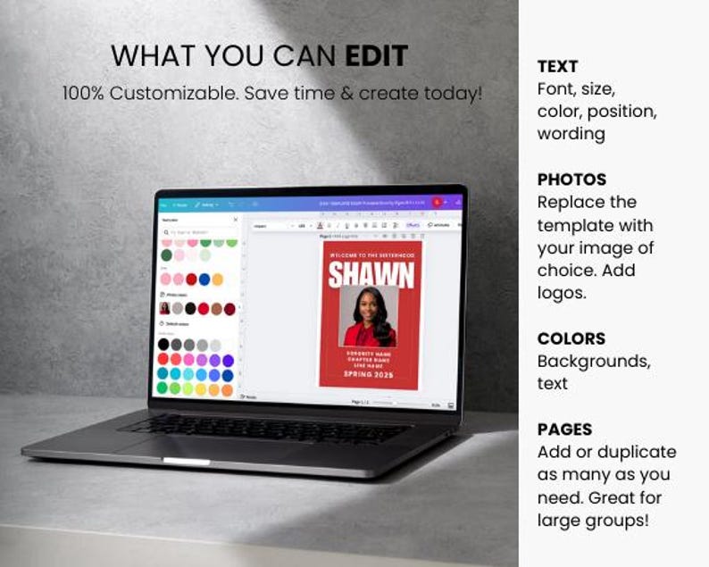 Sorority Photo Sign Template Canva, DIY, Digital Download, Editable ...