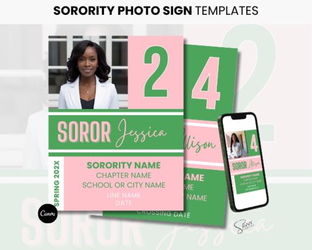 Sorority Photo Sign Template, Spring 26, Canva DIY, Digital Download ...