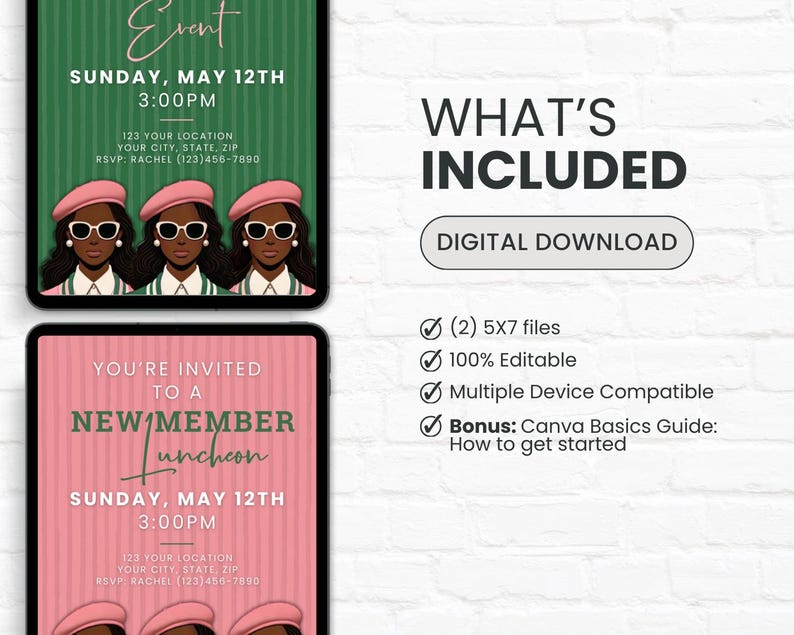 Editable Sorority Invitation Template, Canva Event Flyer, Digital ...