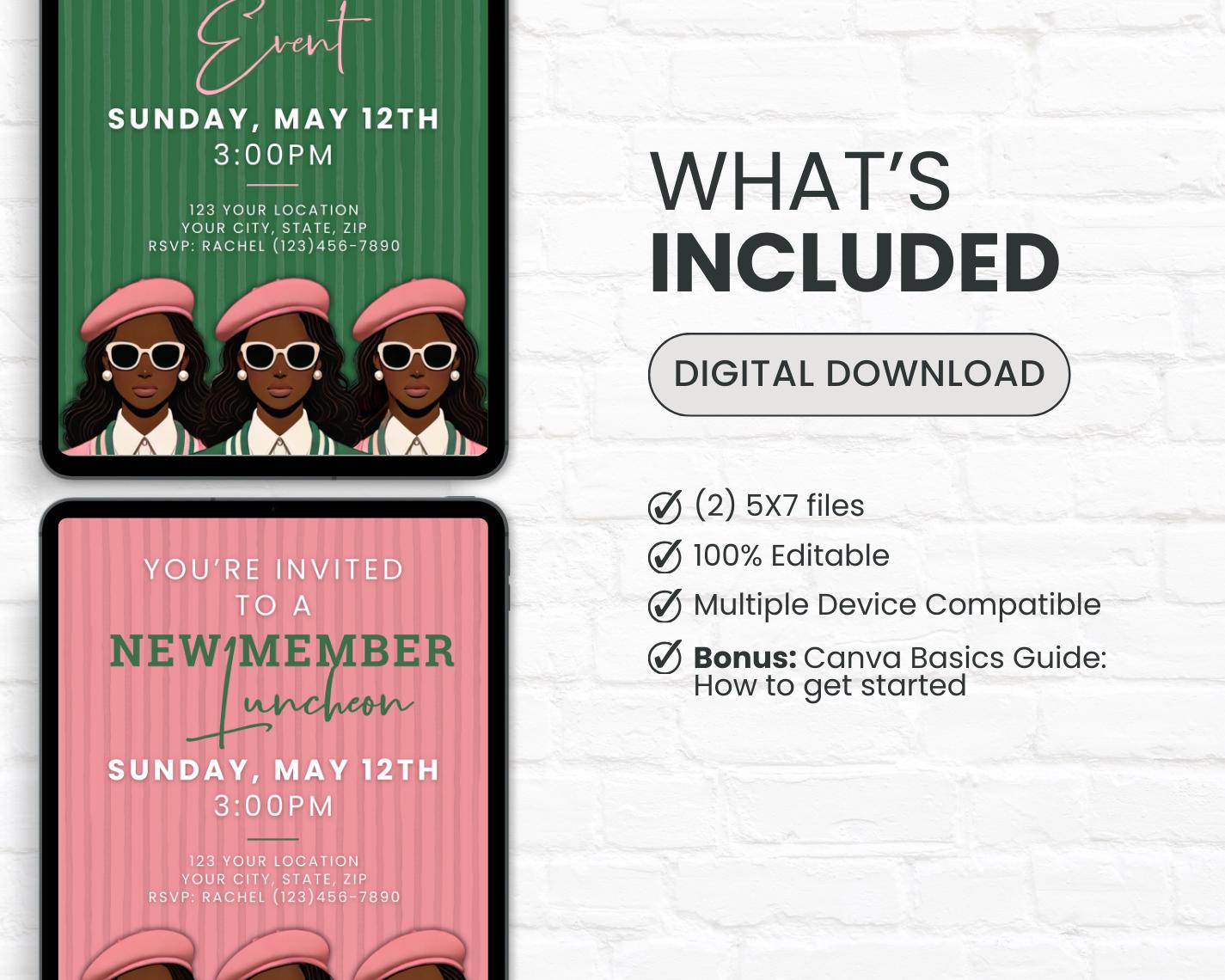 Editable Sorority Invitation Template, Canva Event Flyer, Digital ...