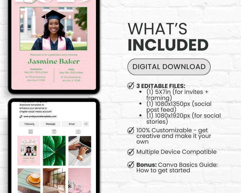 Sorority Graduation Invitation Template, Social Media, Grad Print ...