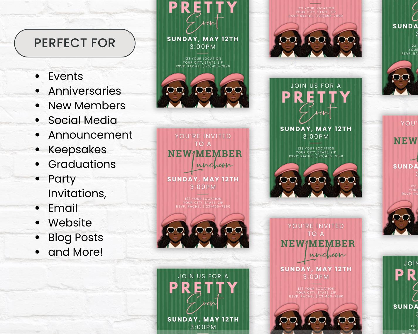 Editable Sorority Invitation Template, Canva Event Flyer, Digital ...