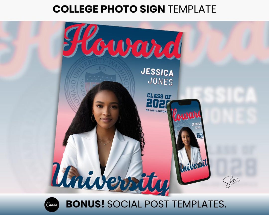 HBCU Photo Sign Template: DIY Editable Howard University College ...