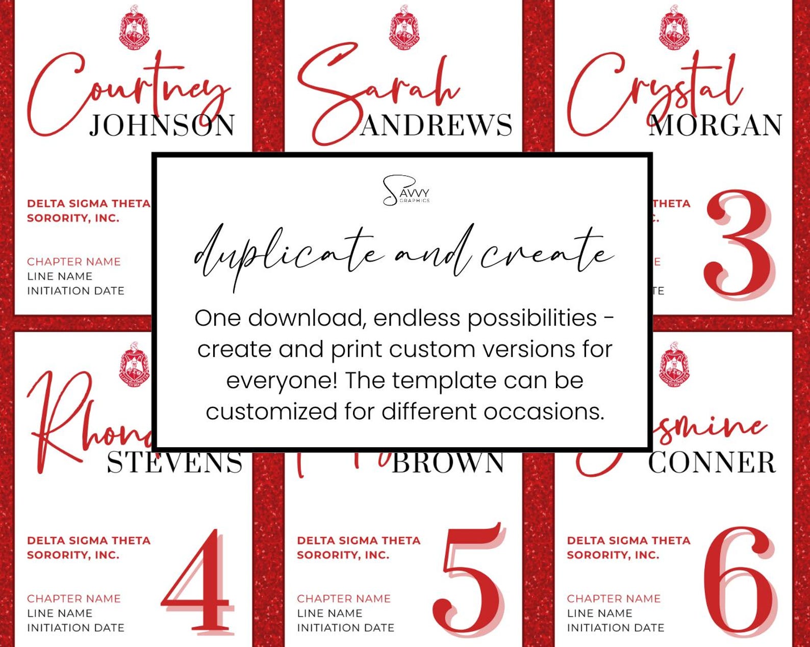 Sorority Line Number Sign Template: DIY Editable New Member Gift DST ...