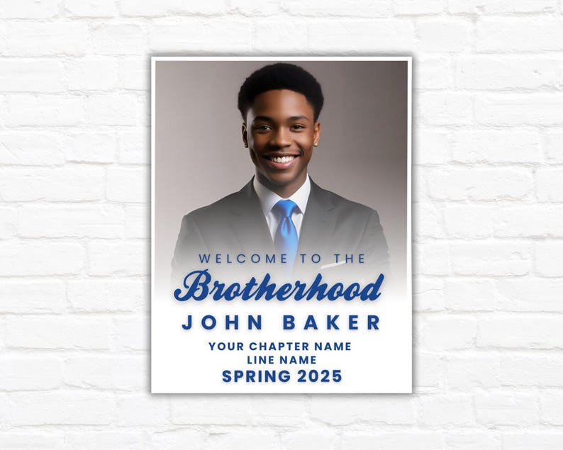 Fraternity Photo Sign, Canva Digital Download, DIY Editable Print, New ...